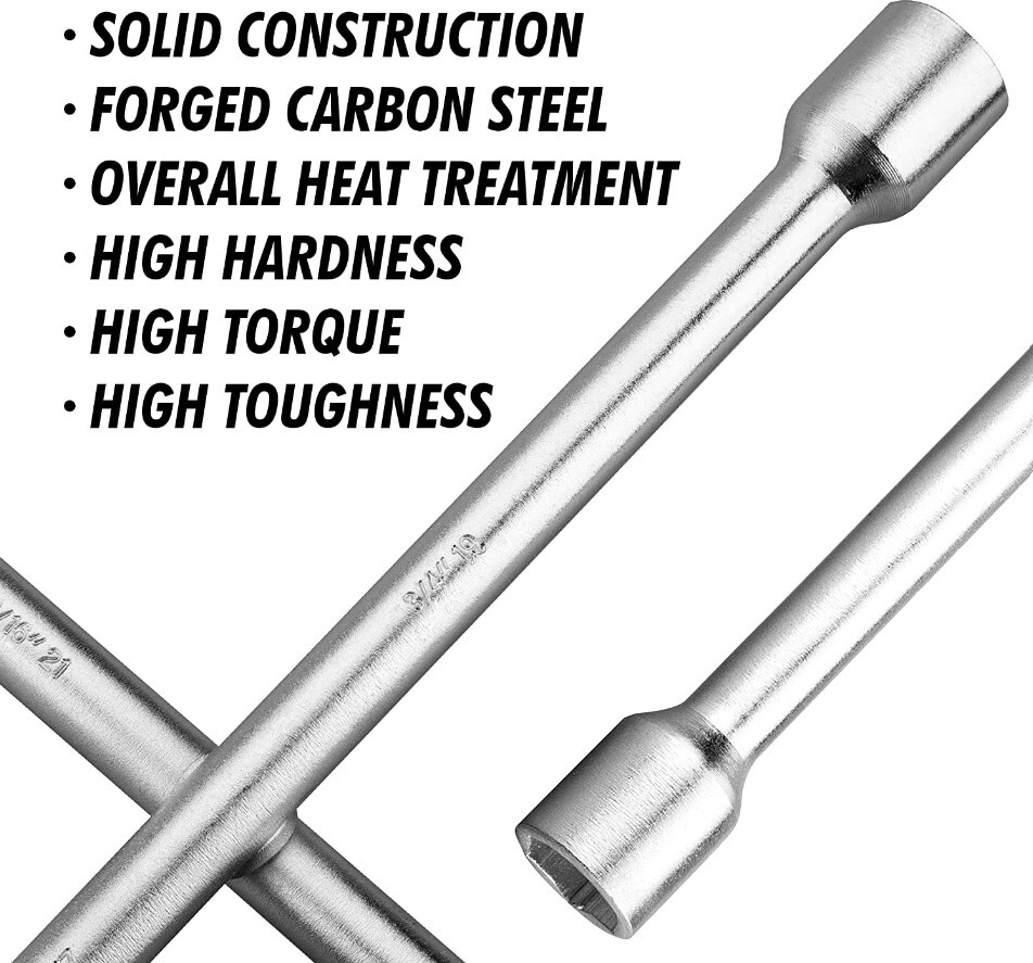Four Way Tire Iron 4 Way Universal Car Lug Wrench Nut Cross Flat Repair ...