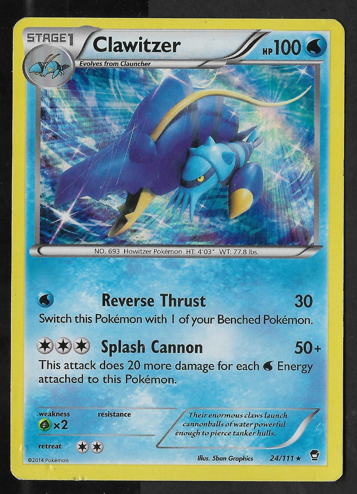 2014 POKEMON 24/111 CLAWITZER HOLO CARD - UGRADEIT P64 | eBay