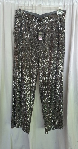 Cable & Gauge Sequence Pants Women Party Cocktail Gunmetal Gray Pull On ...