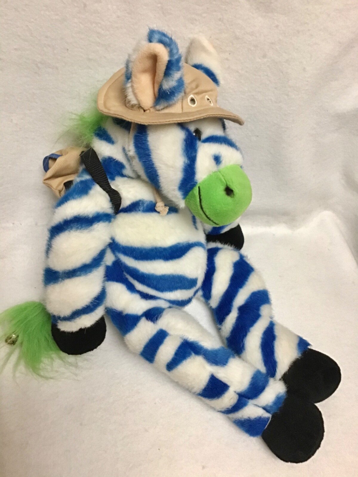 Zany Brainy Plush Blue White Zebra Vintage 20” Safari Adventure Hat ...