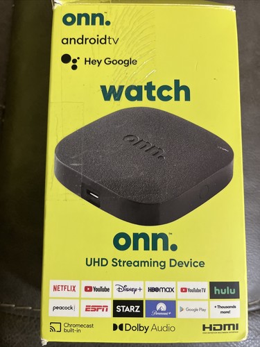 onn Android TV 4K UHD Streaming Device w Voice Remote Control & HDMI ...
