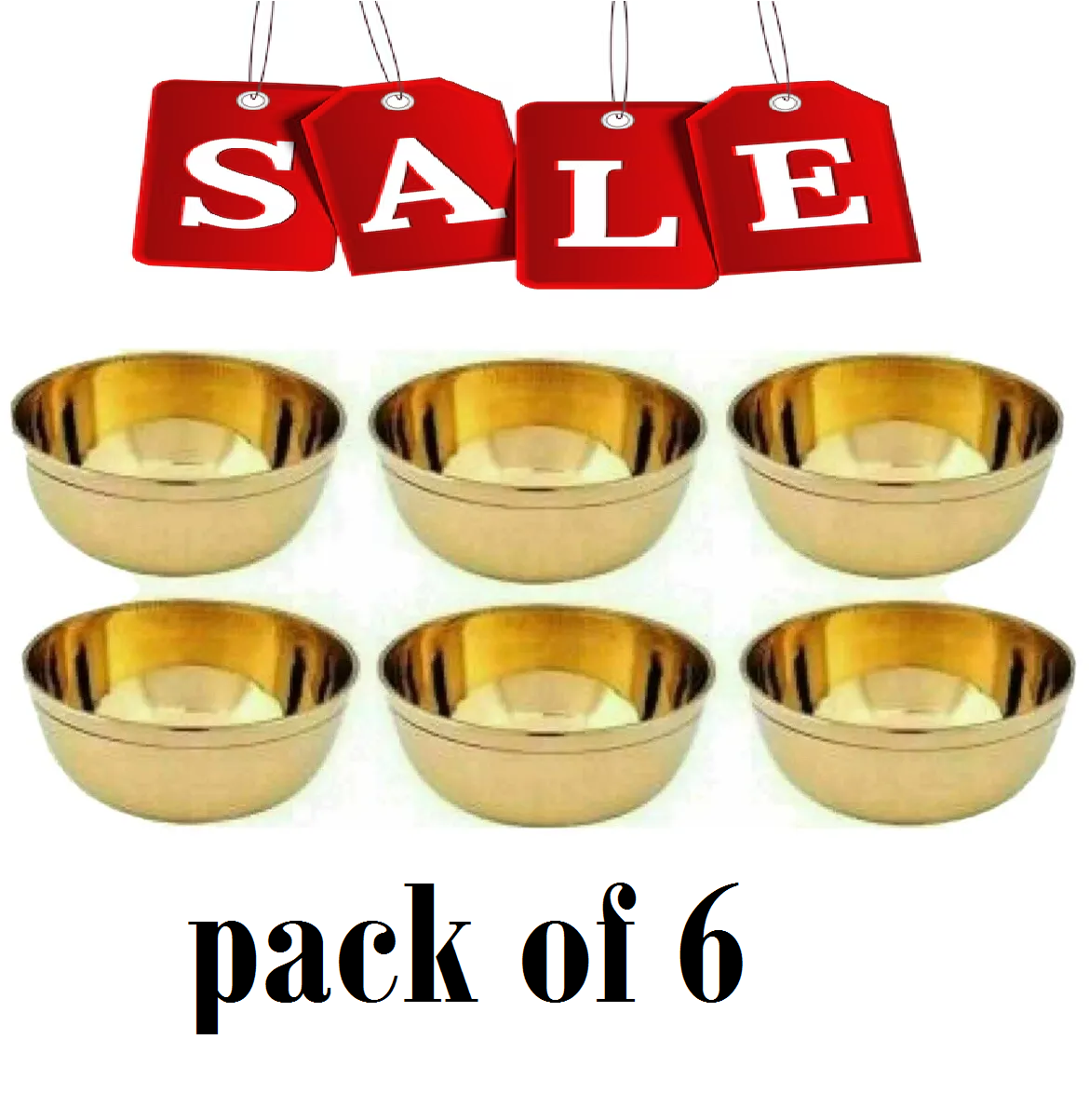 6 x Brass Small Bowls Religious Home Temple India Puja Pooja Havan ...