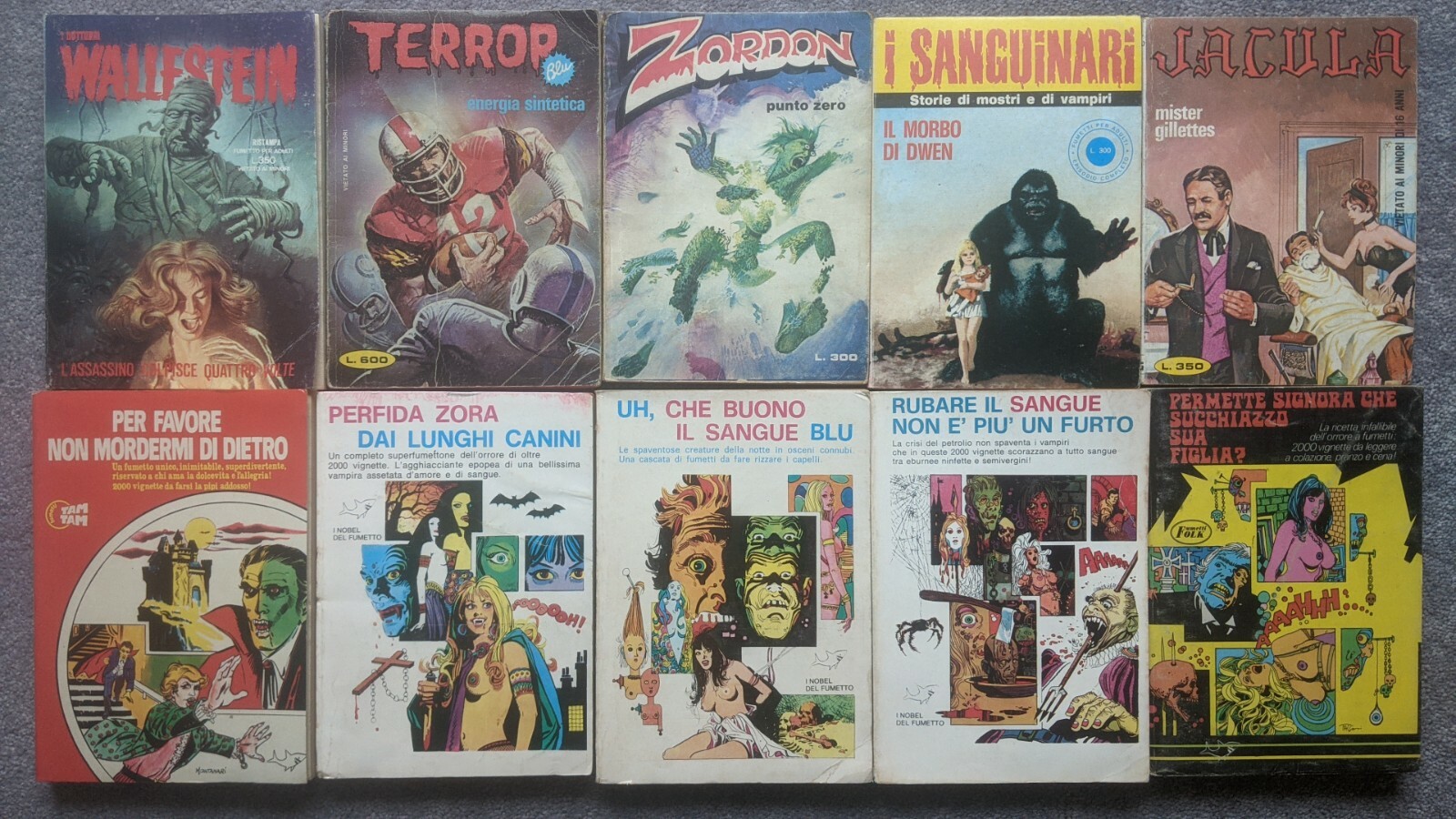Fumetti Italian Erotic Horror Comic Book Lot Terror Wallestein Zordon ...