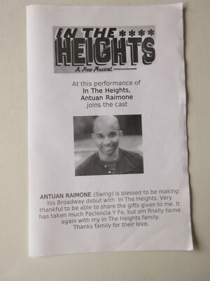In the Heights May 10, 2009 PLAYBILL inserts Antuan Raimone Broadway ...