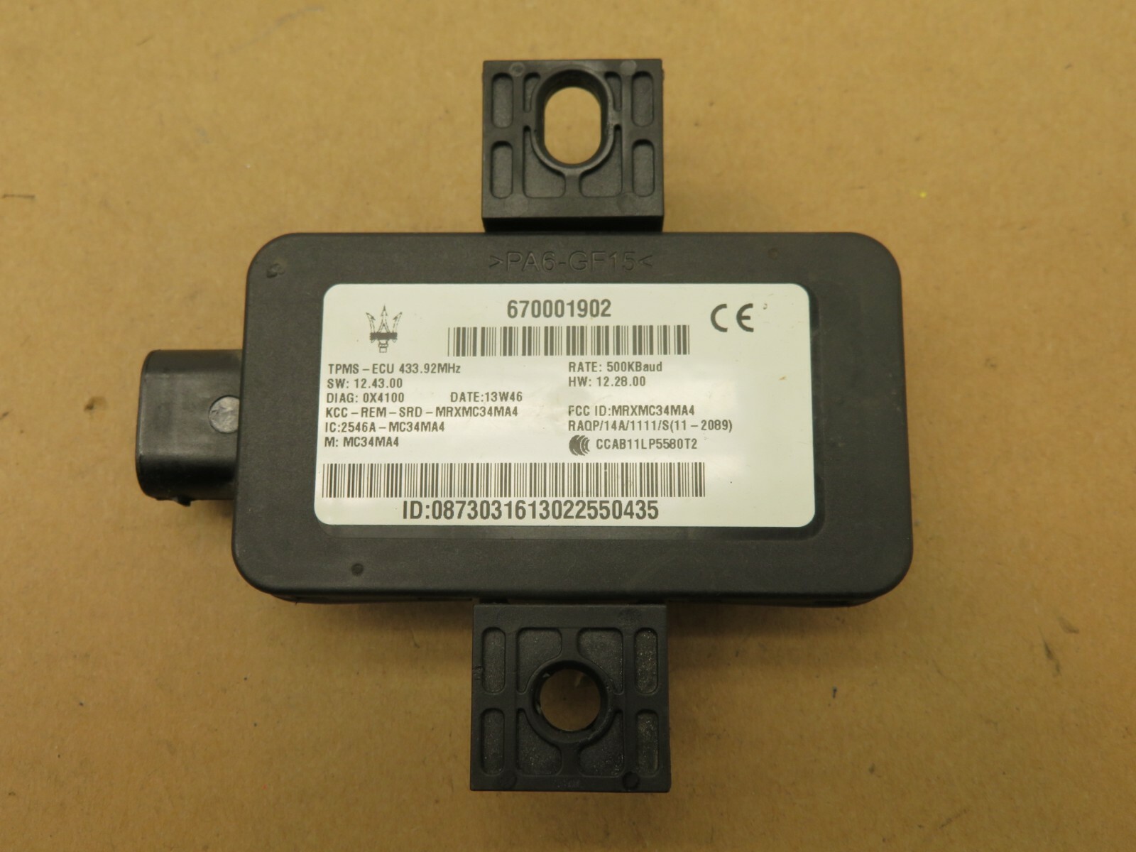 2014-2017 MASERATI GHIBLI SEDAN TPMS TIRE PRESSURE MONITORING CONTROL ...