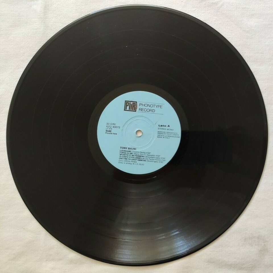 Tony Bruni LP Omonimo 33 RPM Vinyl Music Naples Phonotype AZQ 40072 NM ...