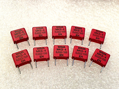 10x WIMA 0.033uF 100V 33nF MKS-4 non-polar PET Film Capacitor | eBay