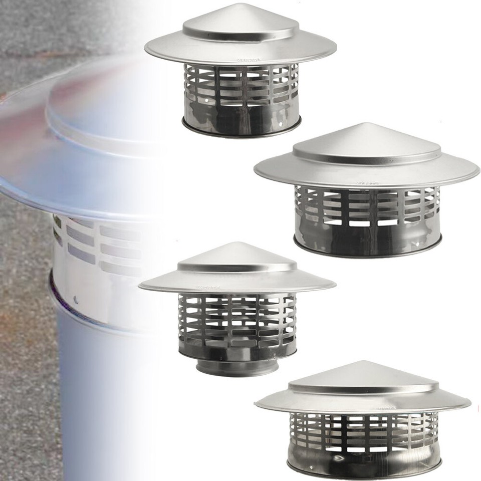 75mm-200mm Fireplace Chimney Caps Roof Cowl Metal Top Hat Flue Rain Cap ...