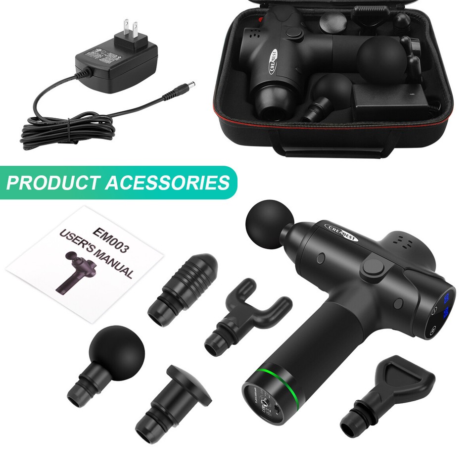 6 Heads Massage Gun Deep Tissue Massager Vibrating Percussion Relax ...