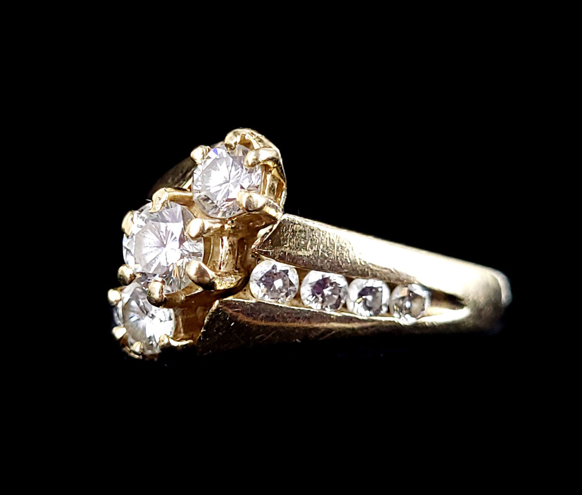 Vintage 14k Gold .73cttw Diamond Hollywood Regency Wedding Ring Szul ...