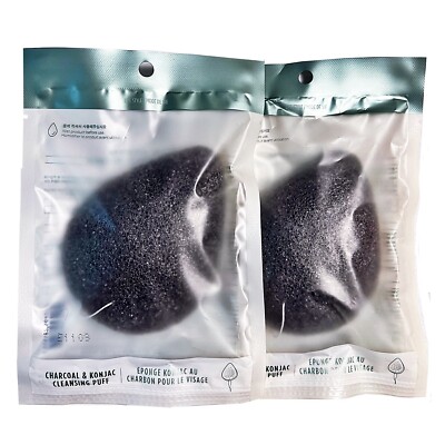 Radiant Skin Awaits CHARCOAL KONJAC Sponge Cleansing Puff 2pc Set ...