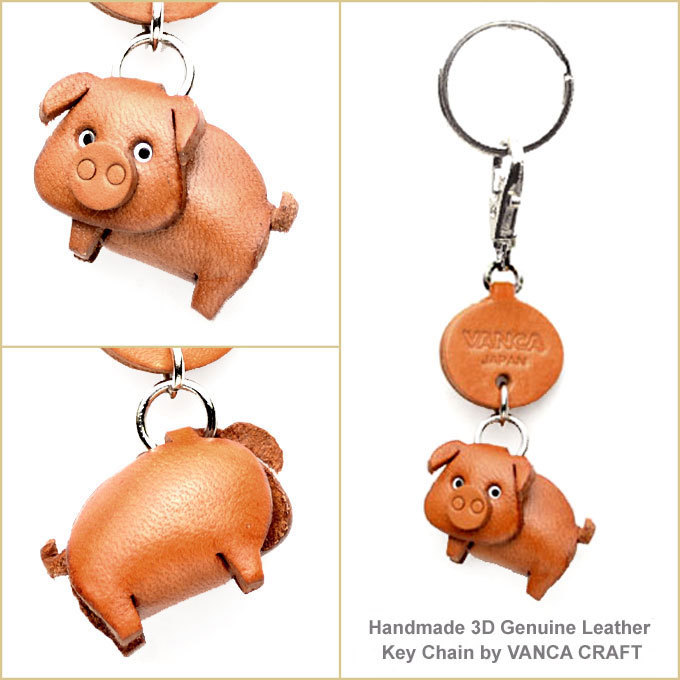 Pig Handmade 3D Leather Dog/Animals Key chain/Charm *VANCA* Made in ...