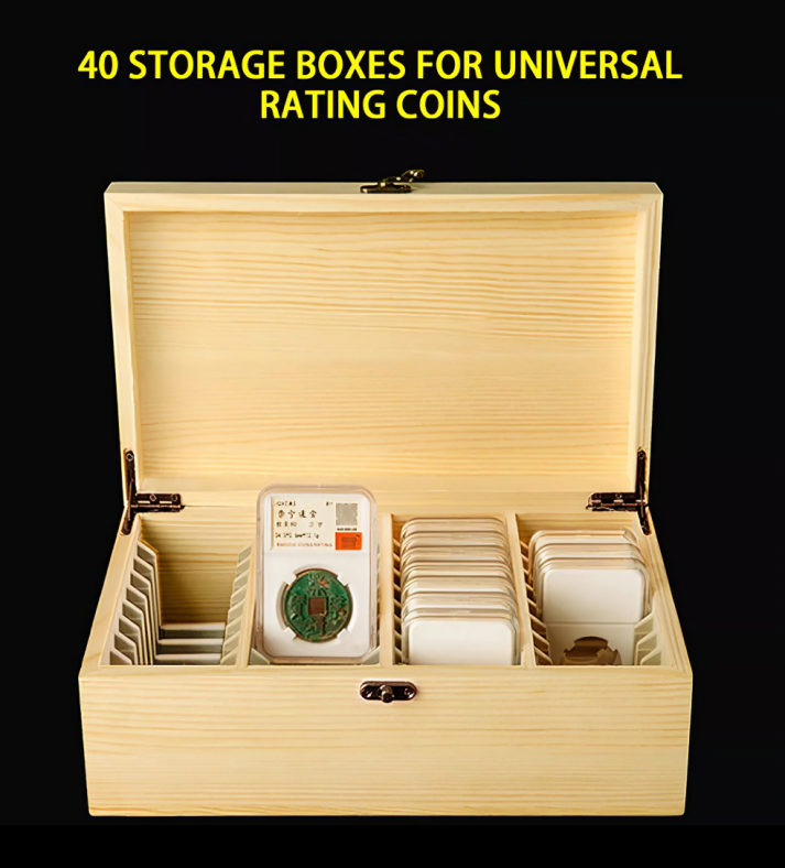 1 PC Wooden Storage Box Case for 40 Coin Slabs Holders - PCGS/NGC/ANACS ...