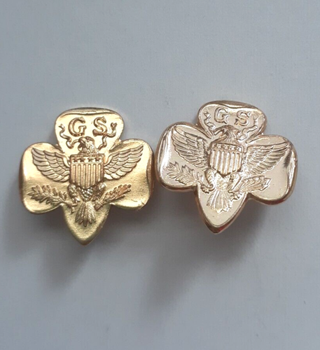 Lot of 2 Girl Scout Trefoil Gold Tone GS Pins | eBay