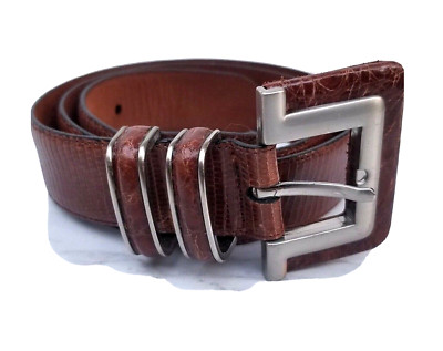 CALE Women's Genuine Lizard & Crocodile Brown Belt Made in Spain Size ...