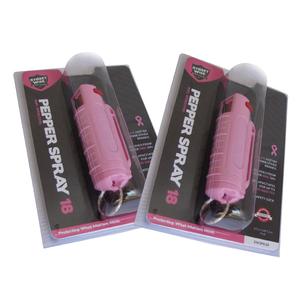 2 Pack) Streetwise 18 Pepper Spray Mace 1/2 Oz Pink Molded Keychain 46 ...
