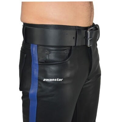awanstar Hochwertige lederjeans lederhose mit streif,leather trousers ...