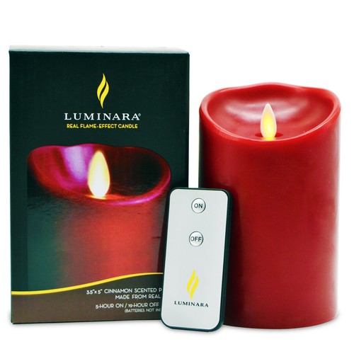 Luminara Flicker Wax LED Candle Cinnamon Scented Wine Red 3.5" x 5" with Remote | eBay