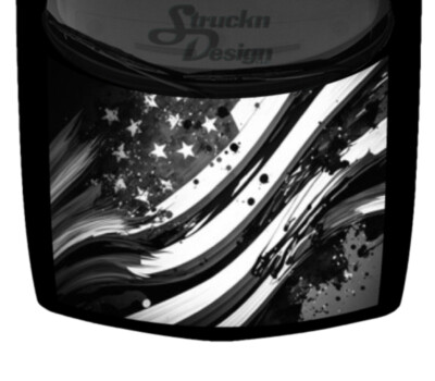 Grey American Flag Grunge Abstract Car Truck Hood Wrap Vinyl Graphic ...