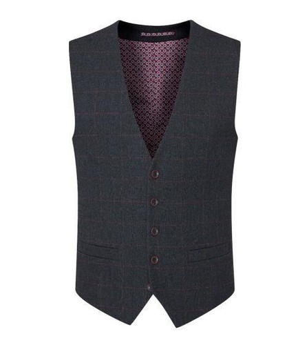 Skopes Mens Plus Size Wool Blend Tweed Waistcoat Aiken in Navy-Red ...