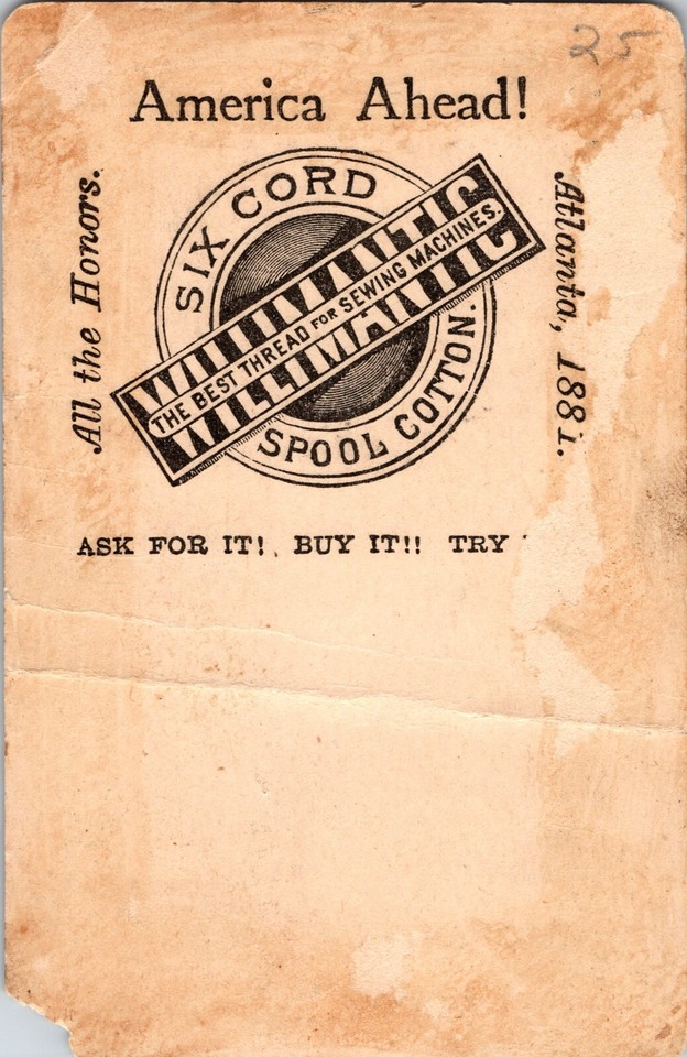 AO-168 Willimantic Sewing Thread Woman at Phone Blue Dress Victorian ...