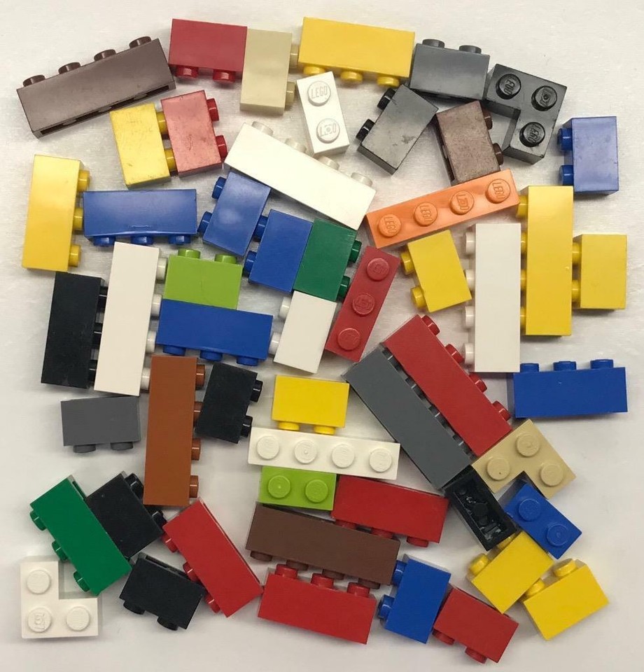 50 Lego 1x2 1x3 1x4 2x2 corner Bricks Lot: bulk, 1x-wide only, mixed ...