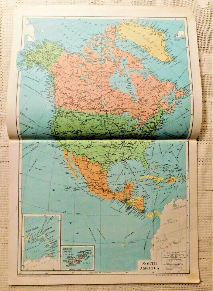 VINTAGE WWII ERA - THE FAMOUS WORLD ATLAS - ALEXANDER GROSS GEOGRAPHIA ...
