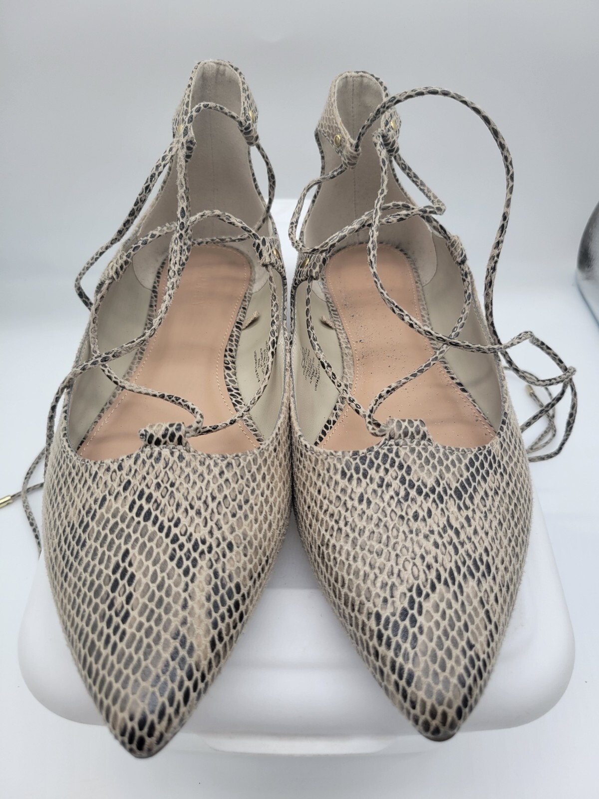 Old Navy Snake Print Lace Up Pointed Toe Flats Size 9 | eBay