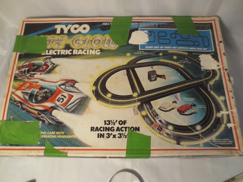 Tyco Nite Glow Double Loop Racing HO Slot Track Set w Car AS IS | eBay