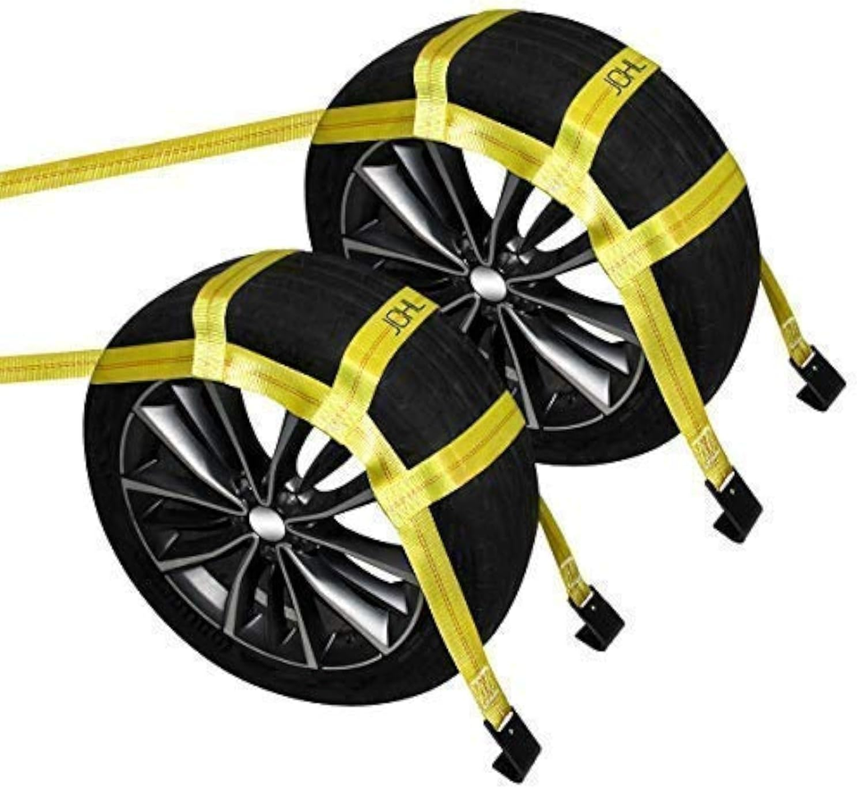 Tow Dolly Basket Straps with Flat Hooks (2 Pack) Yellow Car Wheel ...