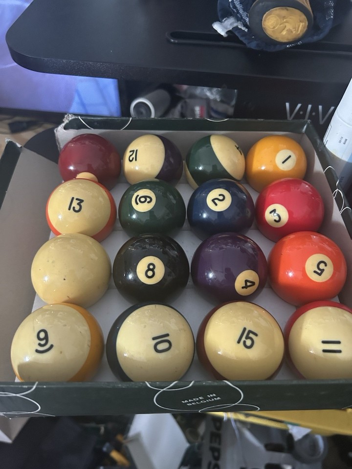 2 1/4” Pool Vintage Aramith Billiard Pool Ball Set Complete Made in ...
