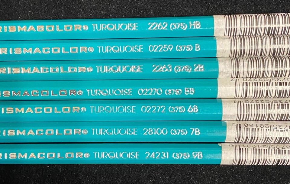 Prismacolor Turquoise Drawing Pencils 7pc. set, Soft,HB,B,2B,5B,6B,7B ...