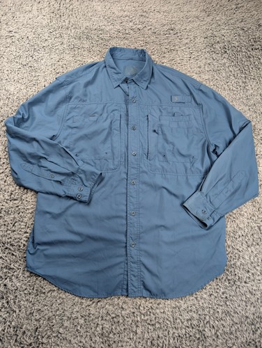 Reel Legends Shirt Men Extra Large Blue Vented Fishing Button Up Logo ...