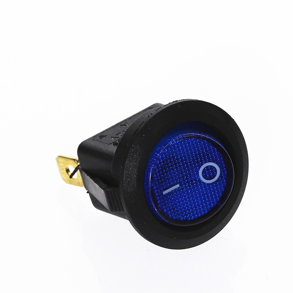 10Pcs 12V 3Pin Blue LED Rocker Switch SPST Dot Light Car Boat Auto ON ...