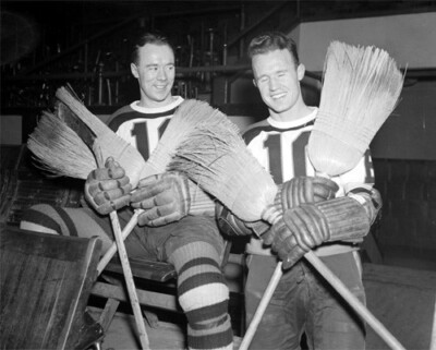 Boston Bruins Mel Hill and Bill Cowley After Sweep of Toronto 1939 ...