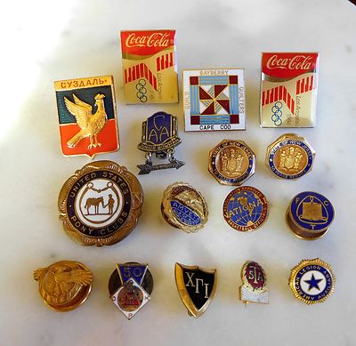 Lot of 16 Antique Vtg Enameled Fraternal Organization States Club Pins ...
