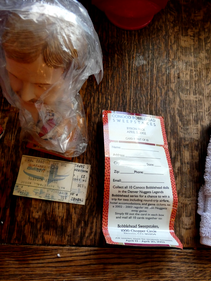 Byron Beck Denver Nuggets Bobblehead NBA2002 NIB Free Ship+Ticket Stub ...