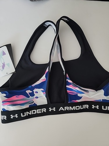 Under Armour Girl’s UA Crossback Mid Printed Fitted Sports Bra Avy ...