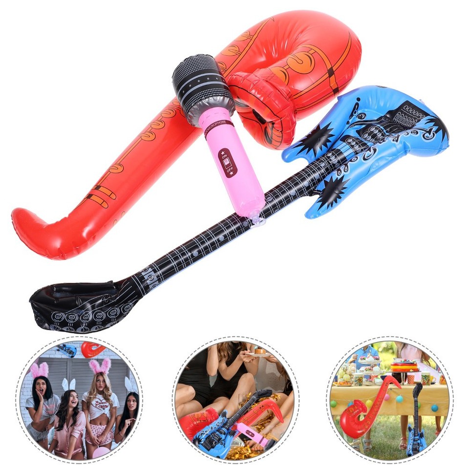3 Pcs Festival Accessories Toy Microphone Inflatable Foil Balloon ...