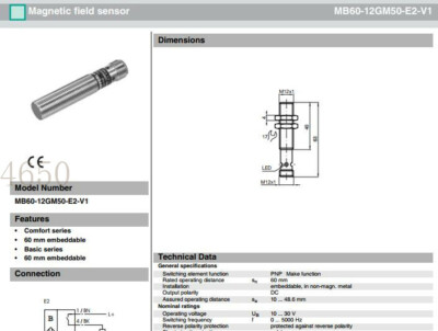 1Pcs New Pepperl+ Fuchs MB60-12GM50-E2-V1 Magnetic Sensor free shipping ...