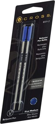 CROSS REFILLS FOR BALLPOINT PENS, MEDIUM POINT, BLUE INK, 2/PACK. MODEL ...