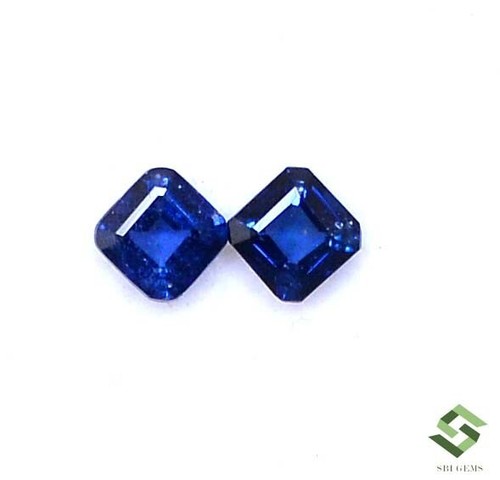 4x4 mm Natural Blue Sapphire Octagon Cut Pair 0.88 CTS Faceted Loose ...