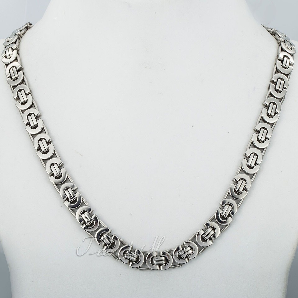 Silver Stainless Steel Link Chain Curb Byzantine Wheat Rope Box ...