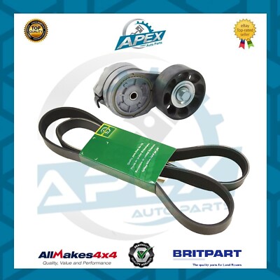 AUX DRIVE BELT TENSIONER + BELT FOR LAND ROVER DEFENDER & DISCOVERY ...