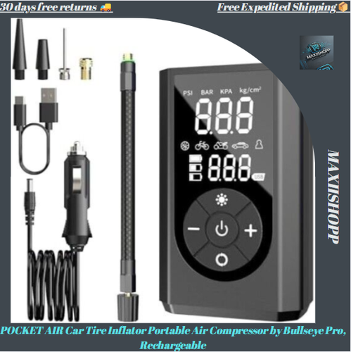 POCKET AIR Car Tire Inflator Portable Air Compressor by Bullseye Pro ...
