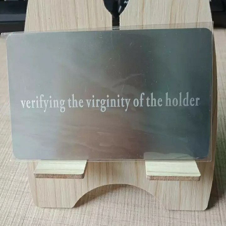 Novelty Funny Stainless Steel Metal V card/Virgin virginity card | eBay