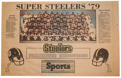 Vintage 1979 Pittsburgh Super Steelers Tribune Review Newspaper Team ...