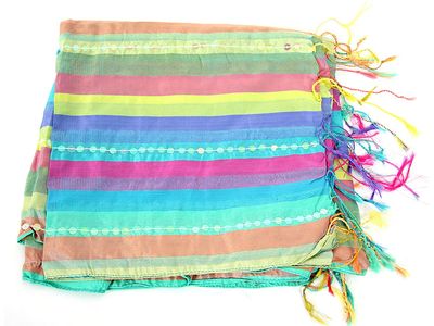 Women's Fashion Multi Colored Striped Polyester Scarf Multi Scarves ...
