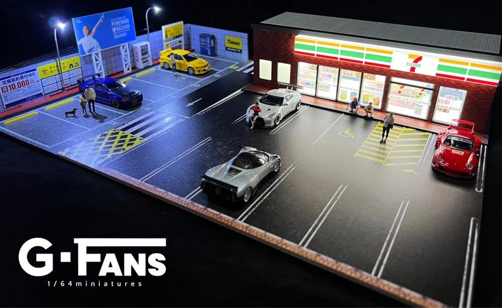 1/64 Diorama Model Car Garage Model LED Lighting