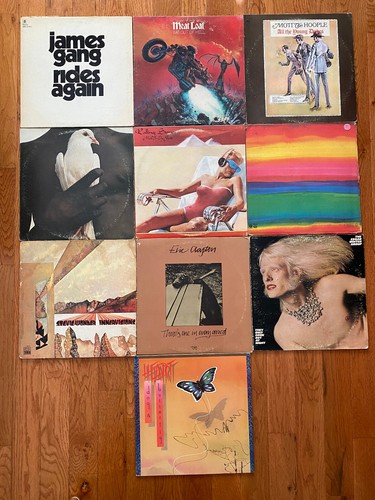 Lot of 10 70's LPs Mott the Hoople Meat Loaf Rolling Stones Clapton ...